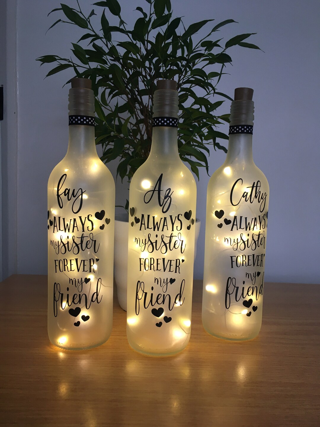 Sister Quote Personalised Light up Bottle (always My Sister Forever My ...