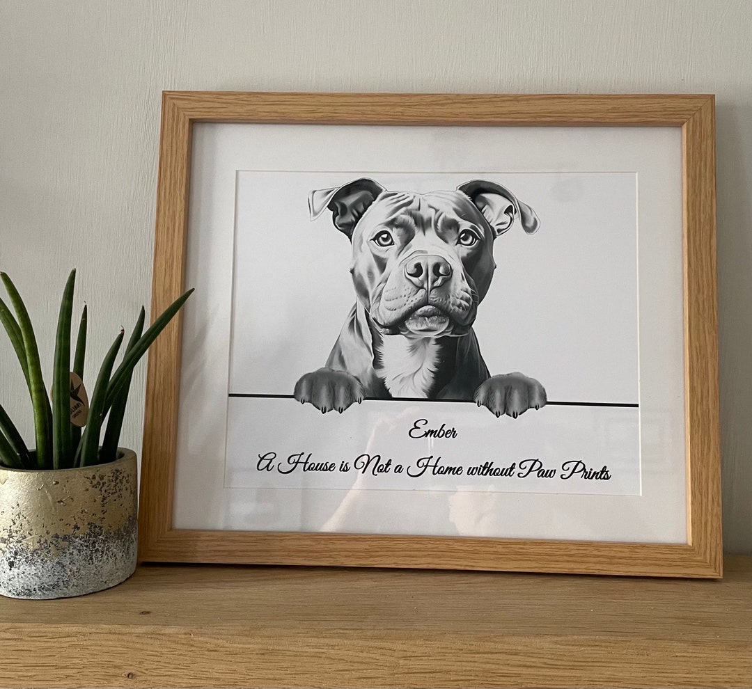 Staffy Black and White Print Personalised - Etsy UK