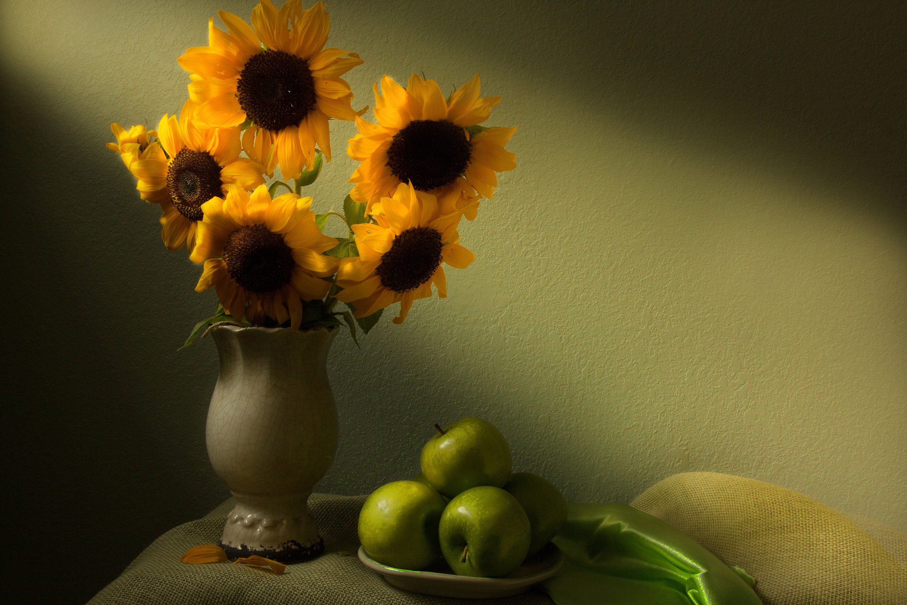 Yellow Sunflower and Green Apples Still Life Photograph for - Etsy New ...