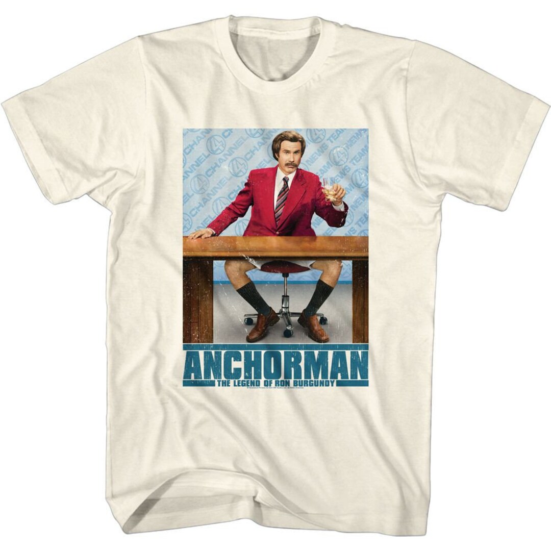 Anchorman Ron at Desk With Logo Natural Adult T-shirt - Etsy