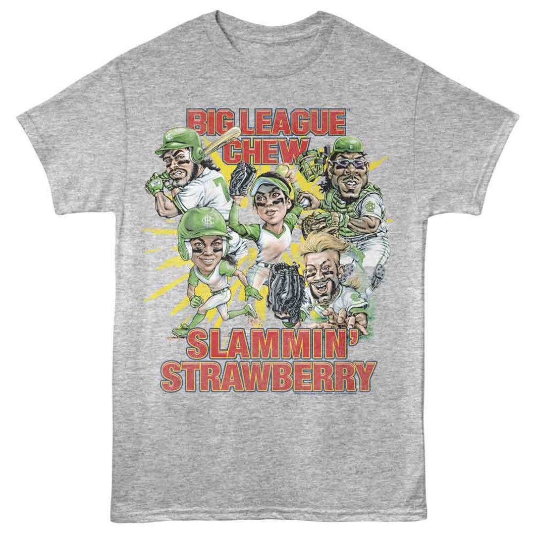 Big League Chew Slammin Strawberry Group Gray Heather T-shirt - Etsy