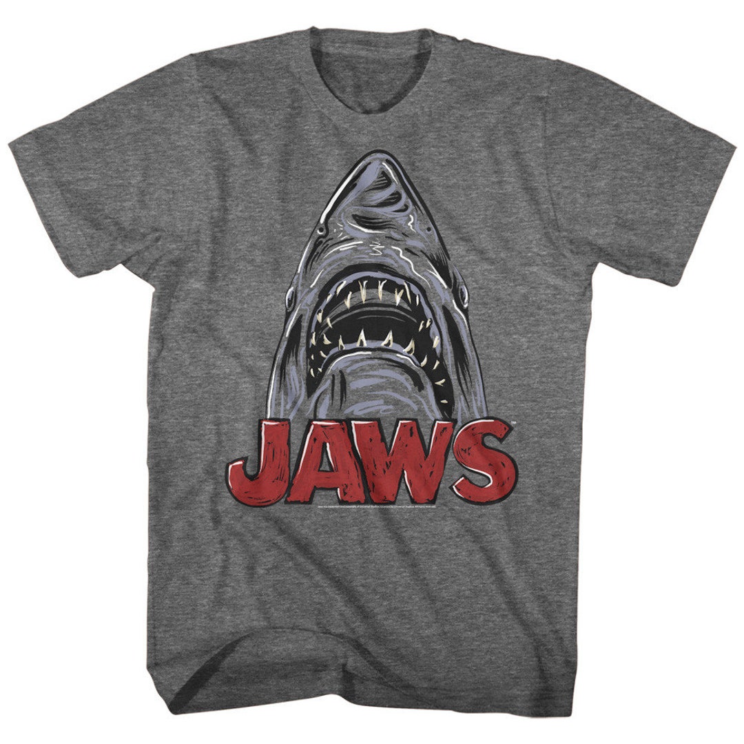 Jaws Sketchy Shark Graphite Heather Adult T-shirt - Etsy