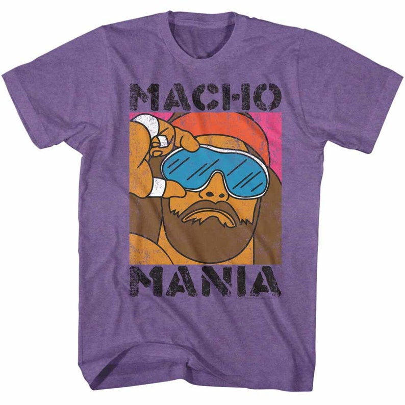 Macho Man Mania Retro Purple Heather Adult T-shirt | Etsy