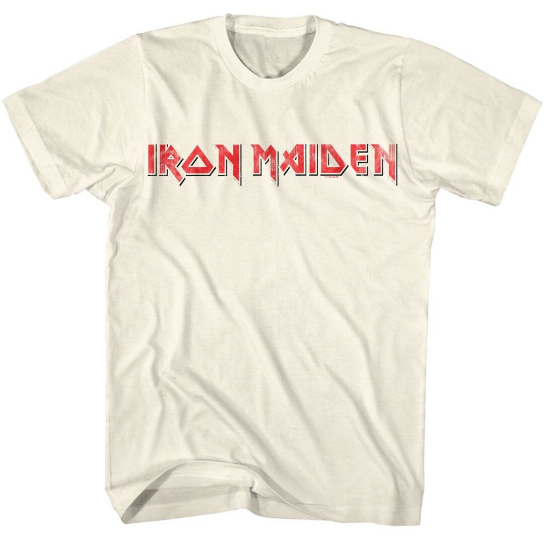 Iron Maiden Red Black Logo Natural Adult T-shirt - Etsy