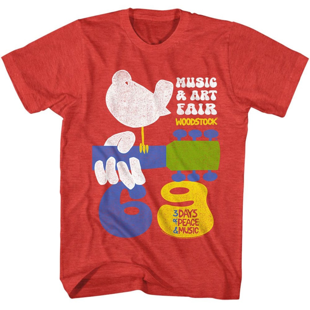 Woodstock Music and Art Fair Red Heather T-shirt - Etsy