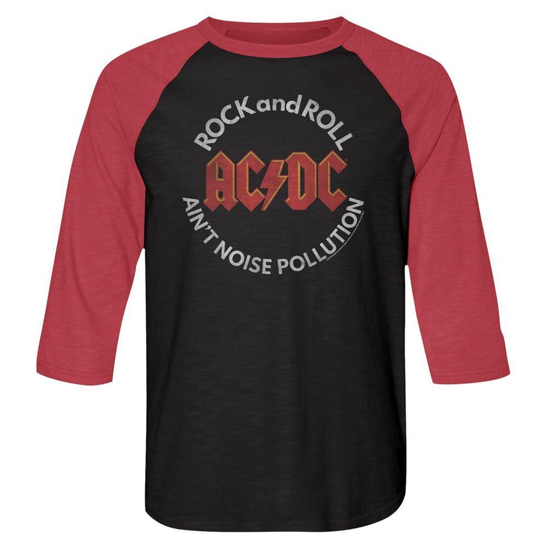 AC/DC Noise Pollution Vintage Black/red Adult Raglan Baseball T-shirt ...