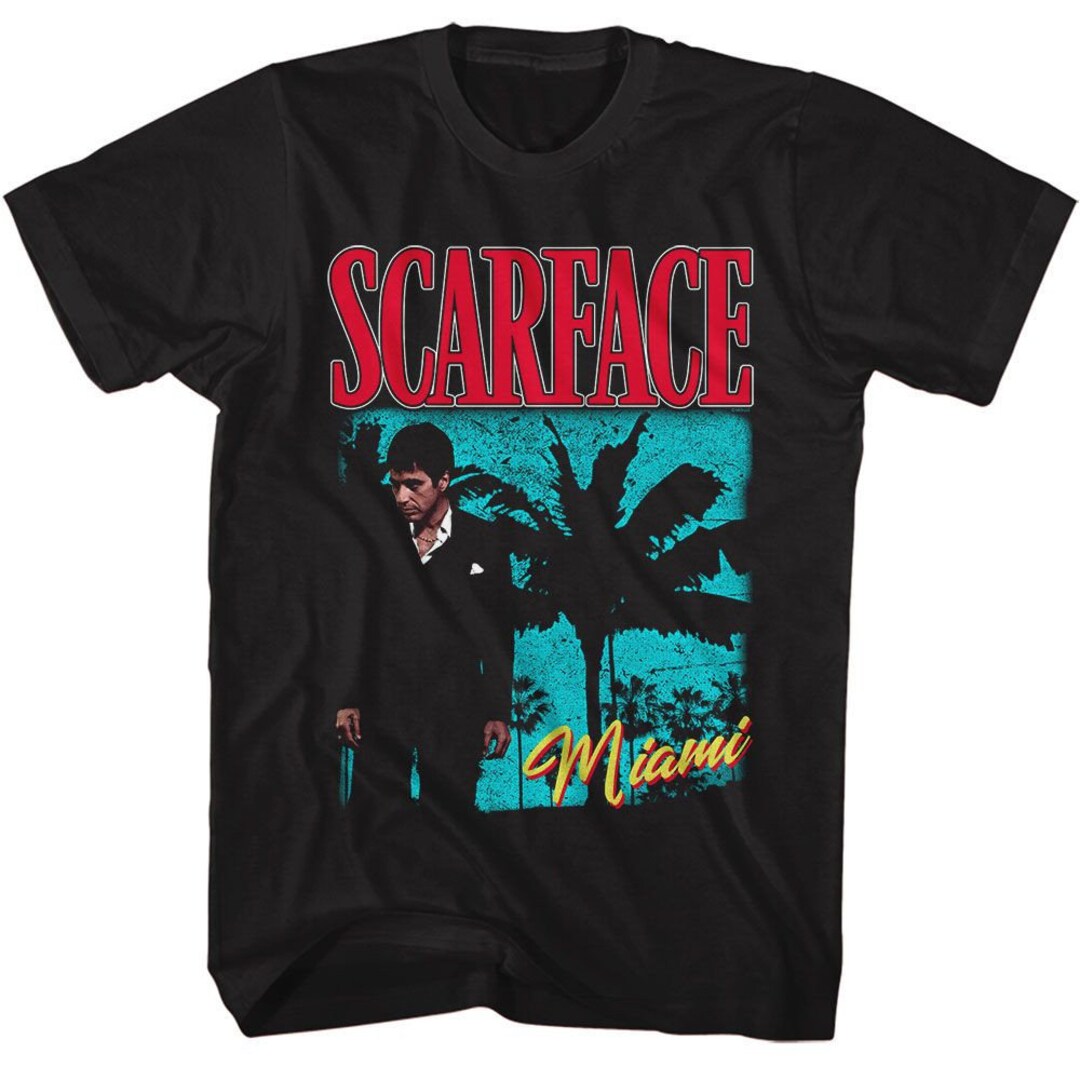 Scarface Palms Miami Bright Black T-shirt - Etsy
