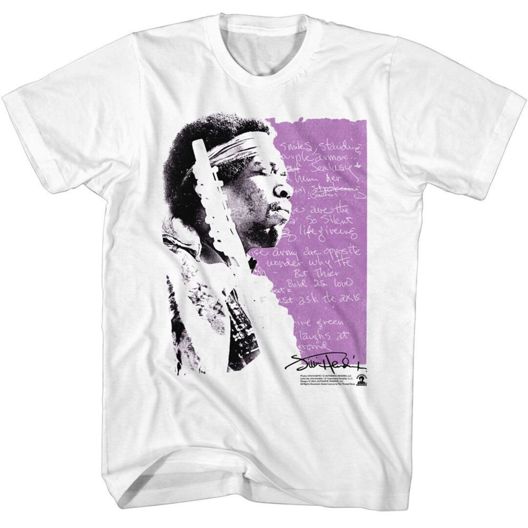 Jimi Hendrix Handwritten Lyrics White T-shirt - Etsy