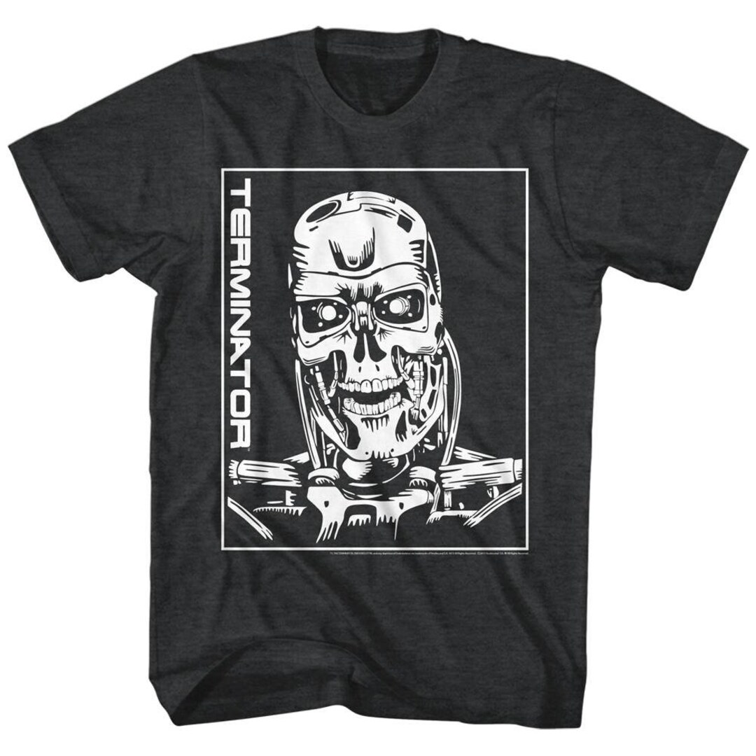 Terminator Machine Skull Black Heather Adult T-shirt - Etsy