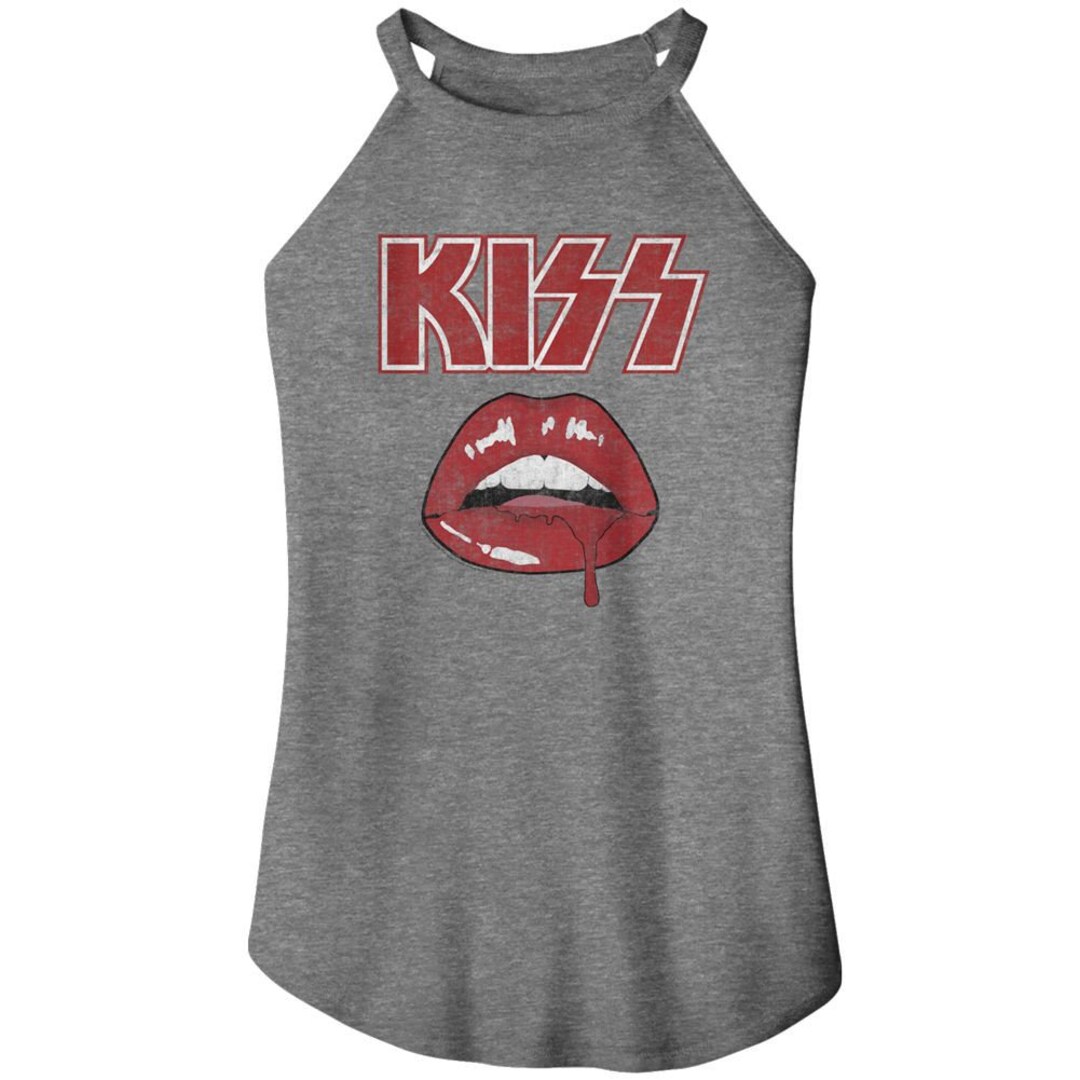 Kiss Drip Gray Frost Women's Sleeveless Rocker Tank Top - Etsy