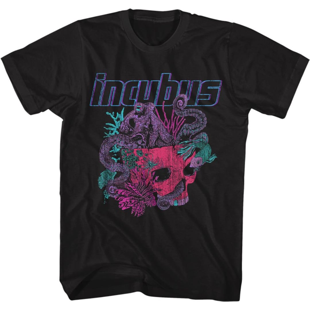 Incubus Logo and Octopus Skull Black T-shirt - Etsy