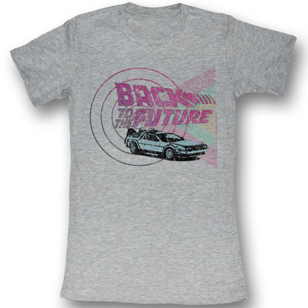 Back to the Future Time Machines and Shapes Gray Junior Women's T-shirt ...