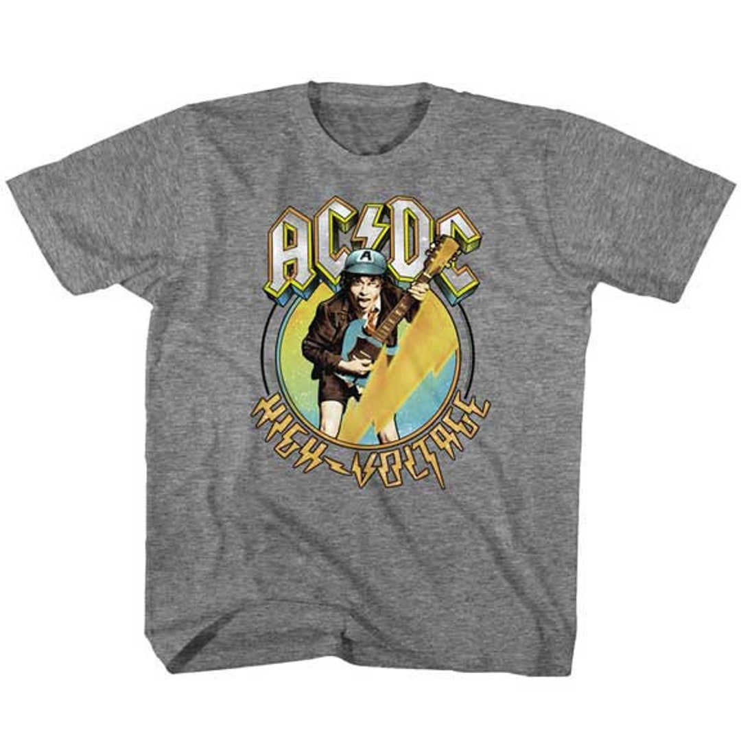 AC/DC Blue Yellow Voltage Graphite Heather Youth T-shirt - Etsy