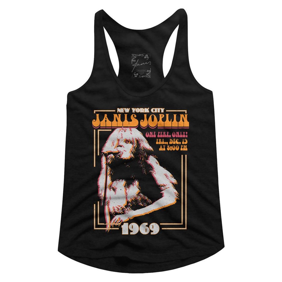 Janis Joplin New York Black Junior Women's Racerback Tank Top T-shirt ...