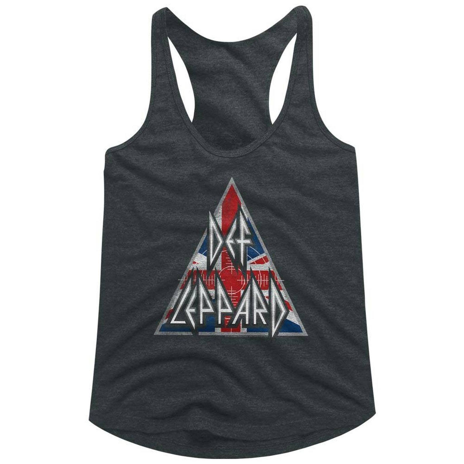 Def Leppard British Logo Dark Heather Junior Women's Racerback Tank Top ...