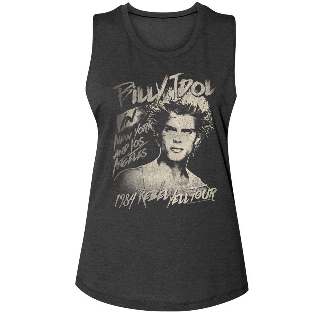 Billy Idol 84 Rebel Yell Tour Charcoal Women's Muscle Tank Top - Etsy