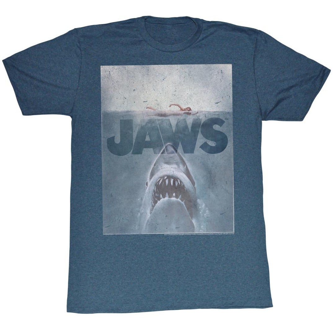 Jaws Transparent Navy Heather Adult T-shirt - Etsy