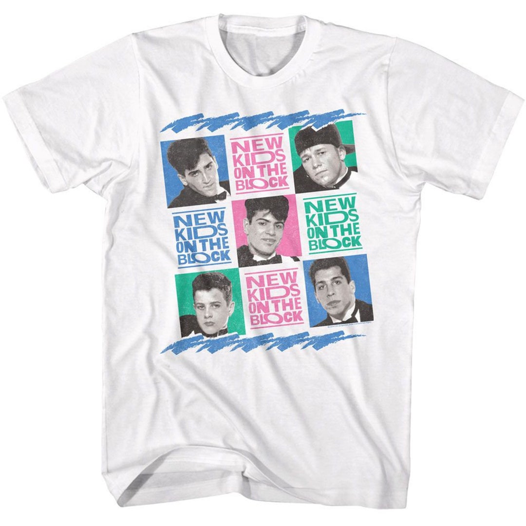 New Kids on the Block Tricolor Squares White T-shirt - Etsy