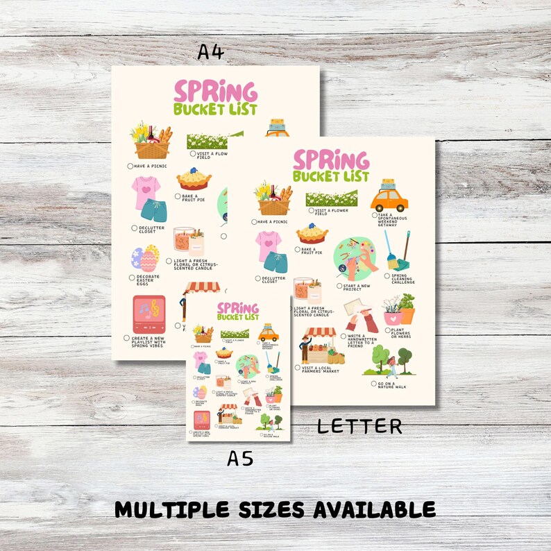 Spring Bucket List Printable | Cute Spring Activities Checklist | Fun ...