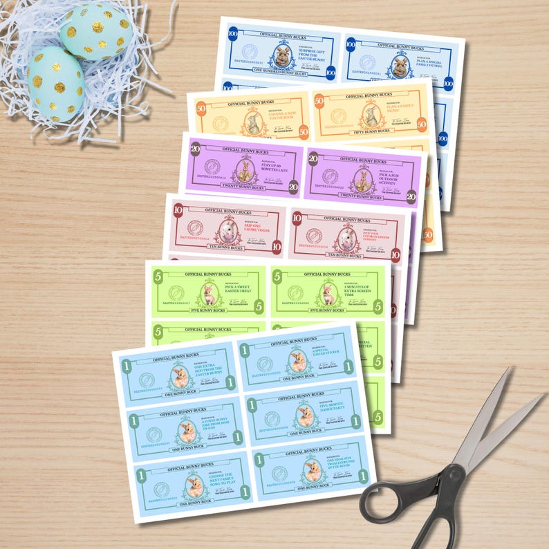 Printable Easter Bunny Bucks | Fun Easter Reward Coupons for Kids ...