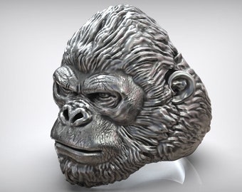 14k Gold Gorilla Ring - Etsy
