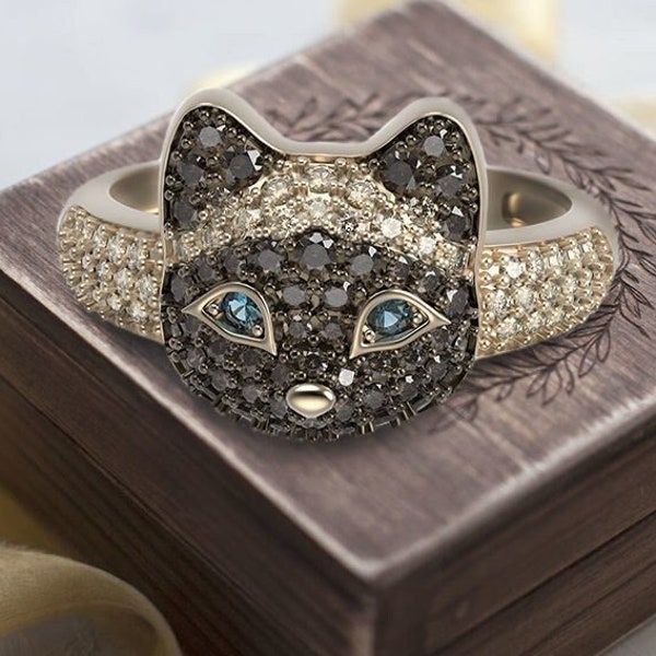 Cat Head Ring - Etsy