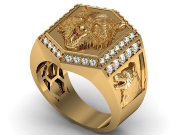 Wolf Diamond Ring - Etsy