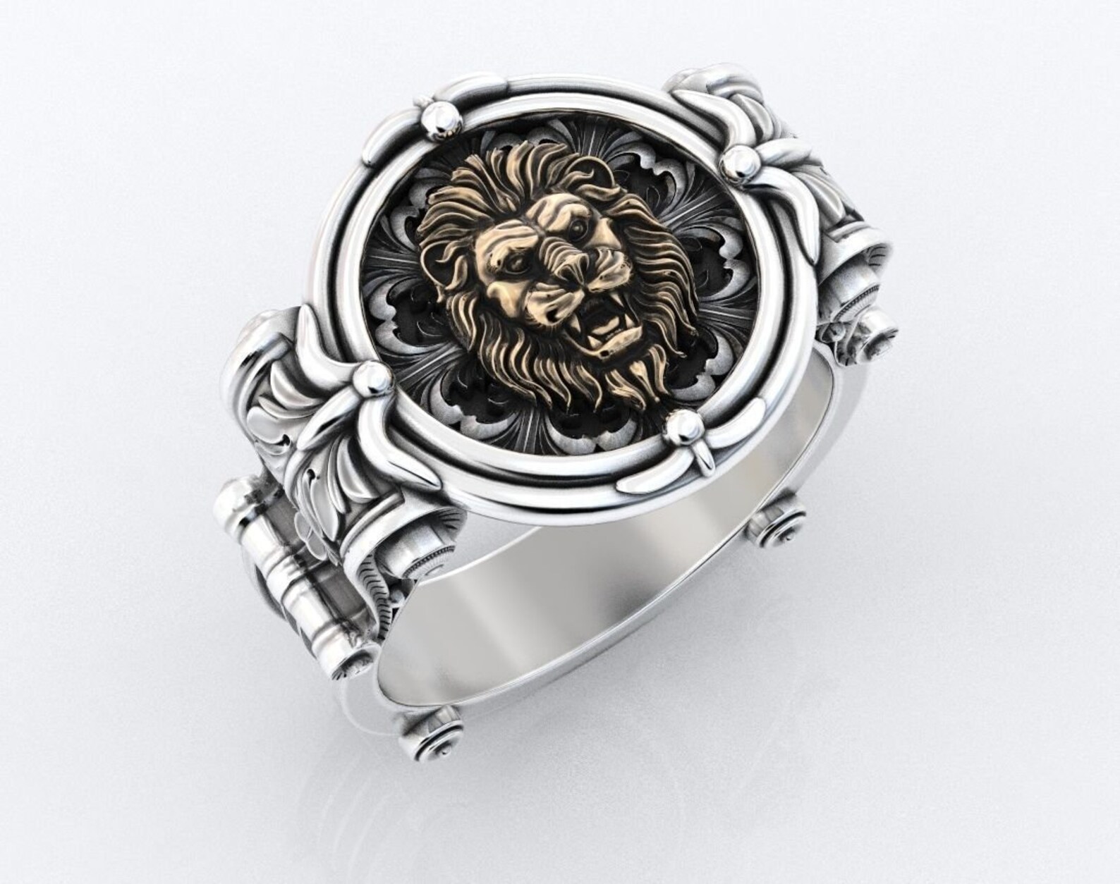 14k Gold Over Lion Ringanimal Ringmen Lion Ring Lion Head - Etsy