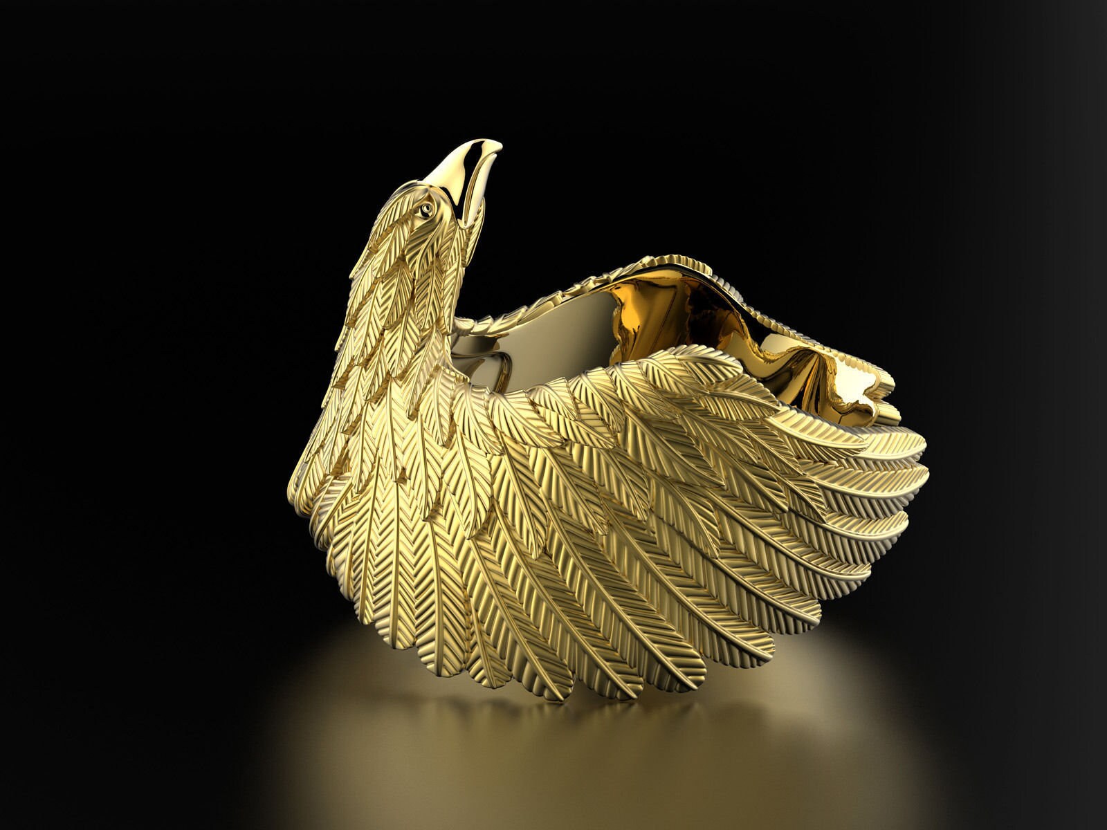 14k Gold Over Man Eagle Ring Eagle Ring Jewelry Eagle Ring - Etsy