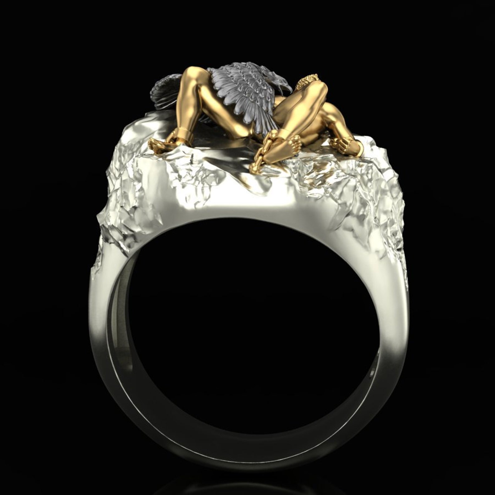 14k Gold Over Prometheus Men's Ringhandmade Ringvintage - Etsy