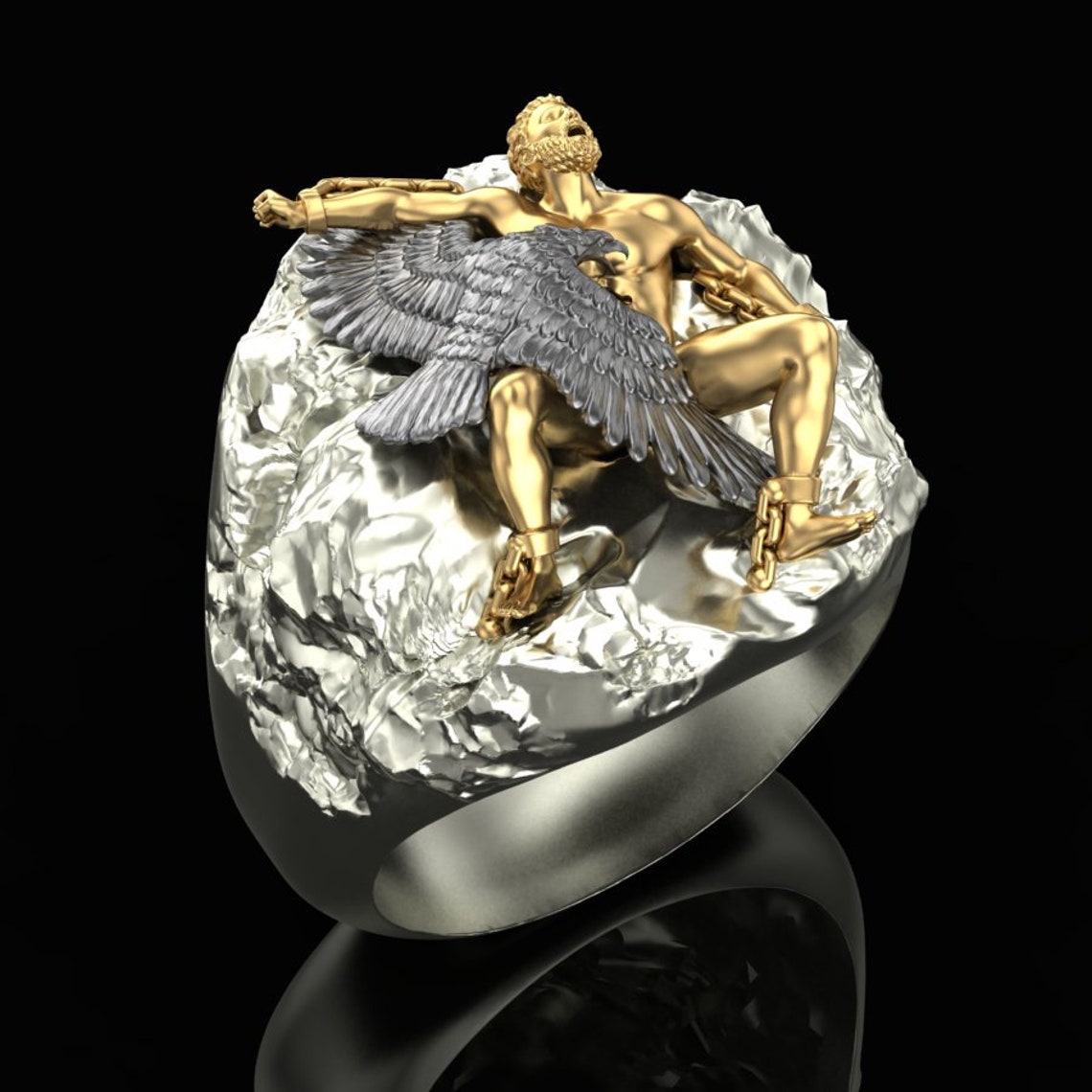 14k Gold Over Prometheus Men's Ringhandmade Ringvintage - Etsy