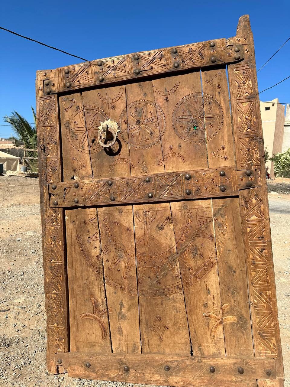 Vintage Moroccan Door, Carved Wooden Door , Amazigh Berber Door, Wall ...