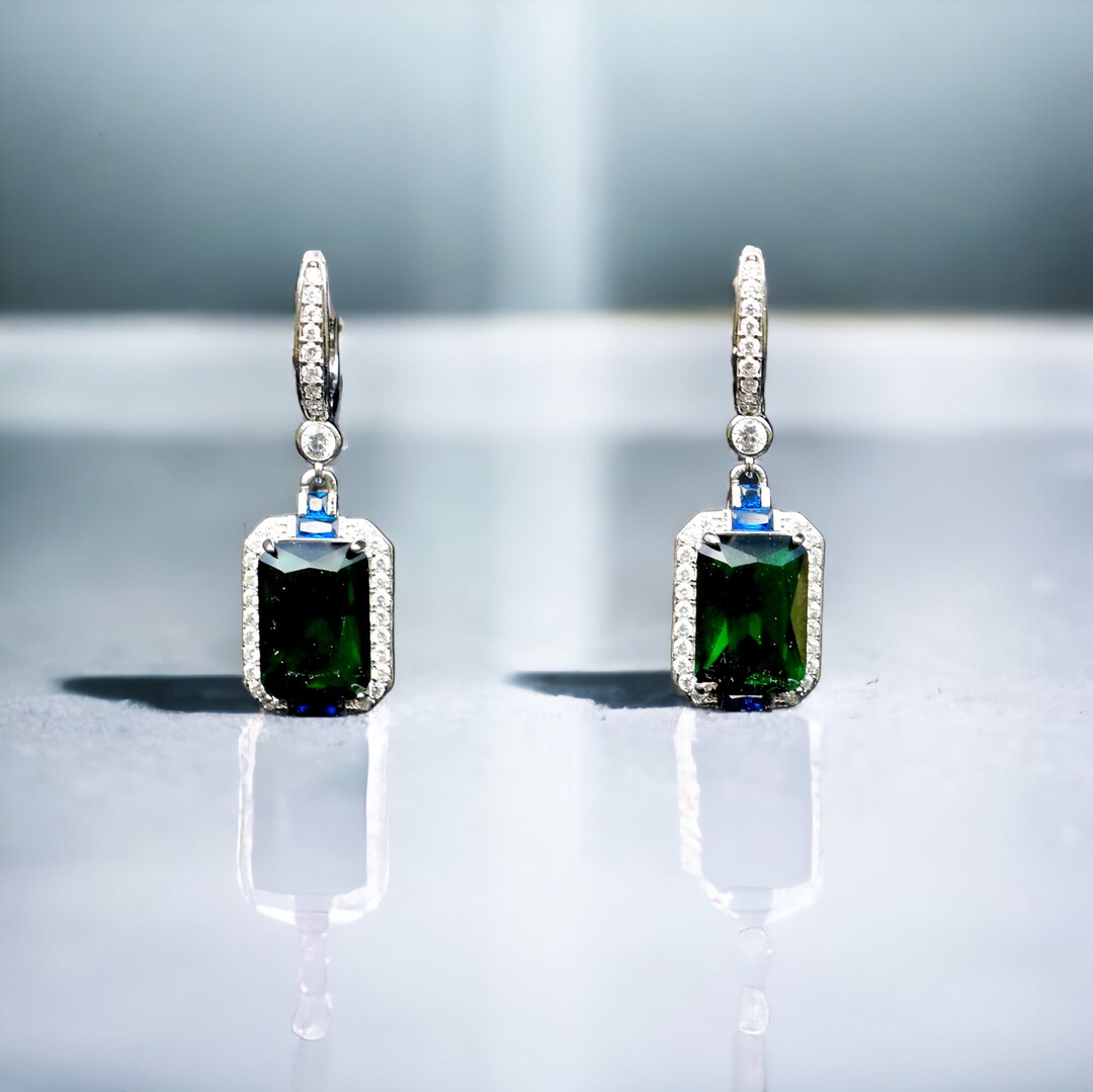 Dormeuses Earrings CLIP on NON Pierced Clamp Pendant Silver CZ ...