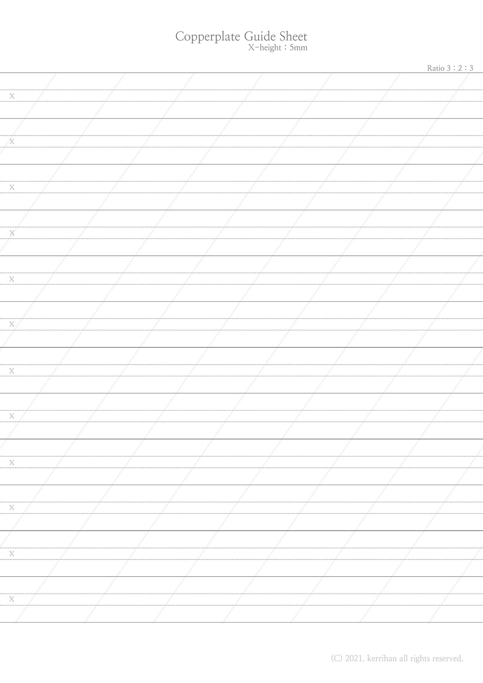 Blank Copperplate Practice Sheet / Copperplate Practice Sheet / PDF Guide Sheet / JPG Guide ...