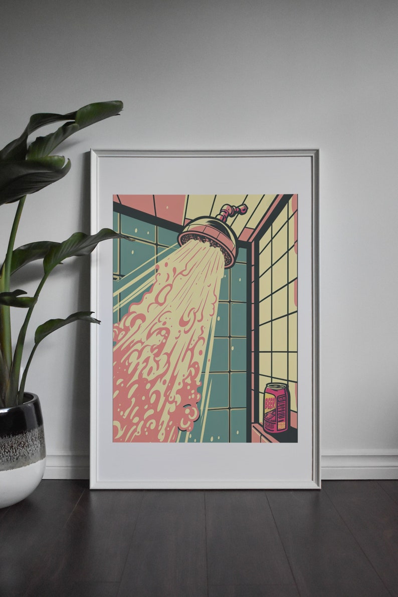 Beer Art Retro Pink Shower Beer Art Beer Art Print New - Etsy