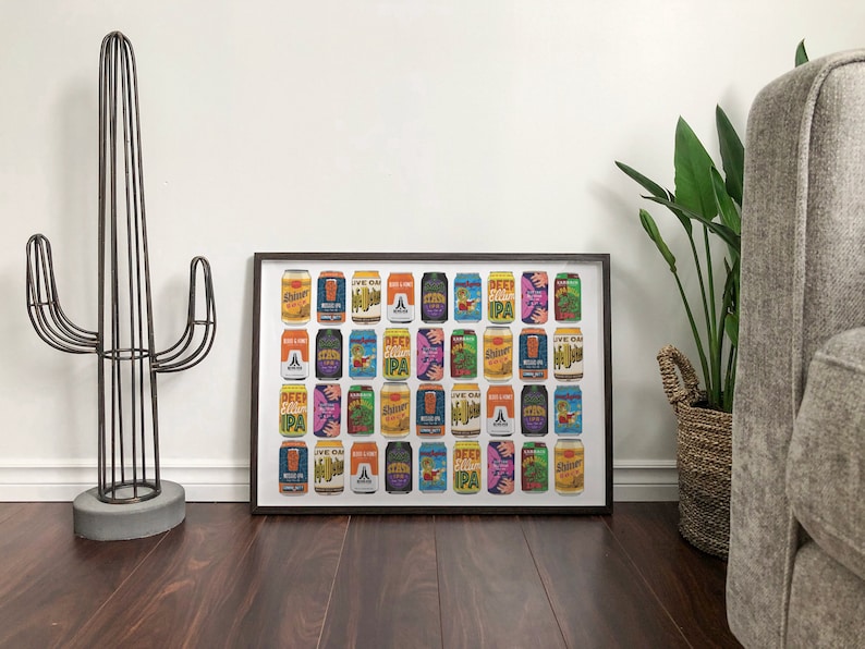 Texas Art, Texas Local Craft Beer Cans Art Print, Texas Art Print ...
