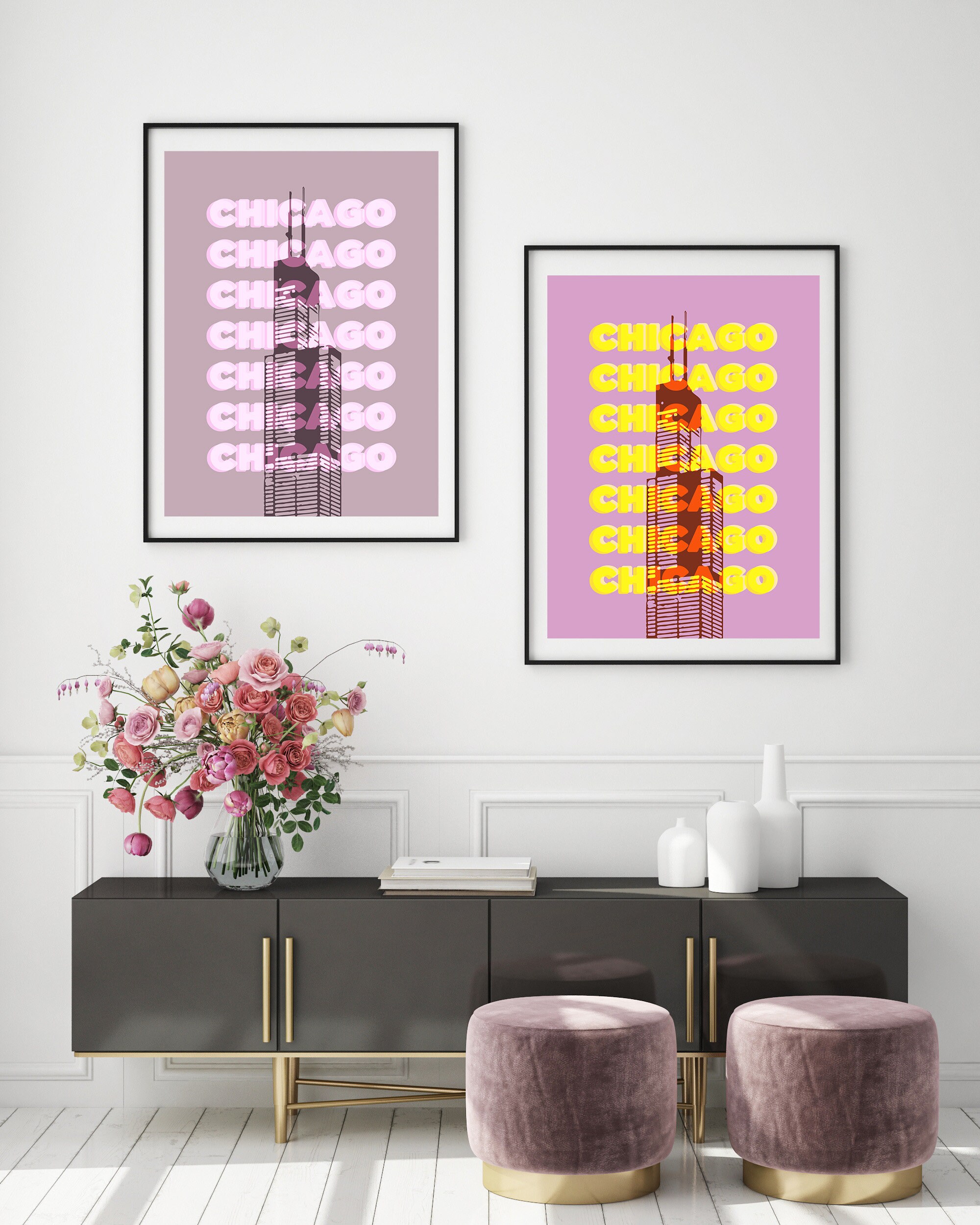 Chicago Skyline Wall Art, Chicago Print, Chicago Artist Poster, Chicago ...