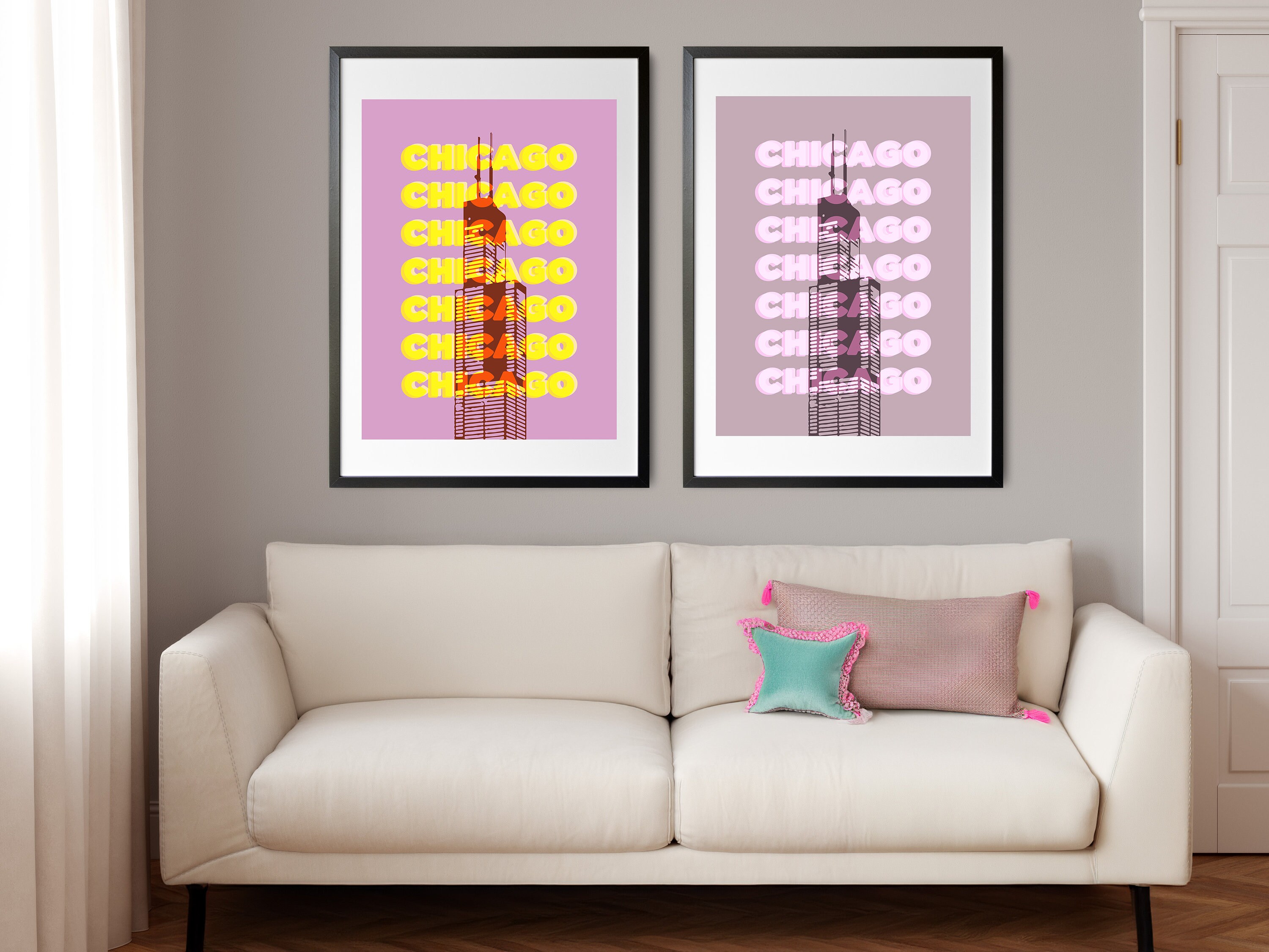Chicago Skyline Wall Art, Chicago Print, Chicago Artist Poster, Chicago ...