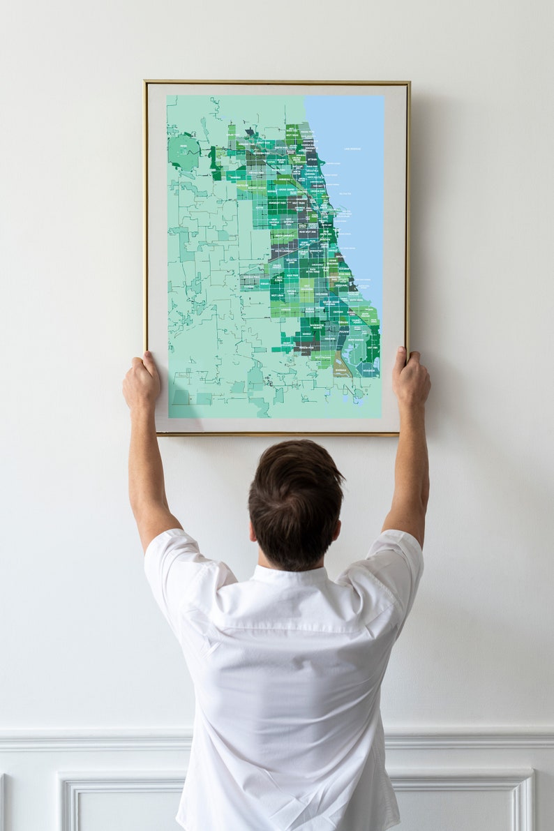 Chicago Decorations, Chicago City Map, Chicago Neighborhood Map ...