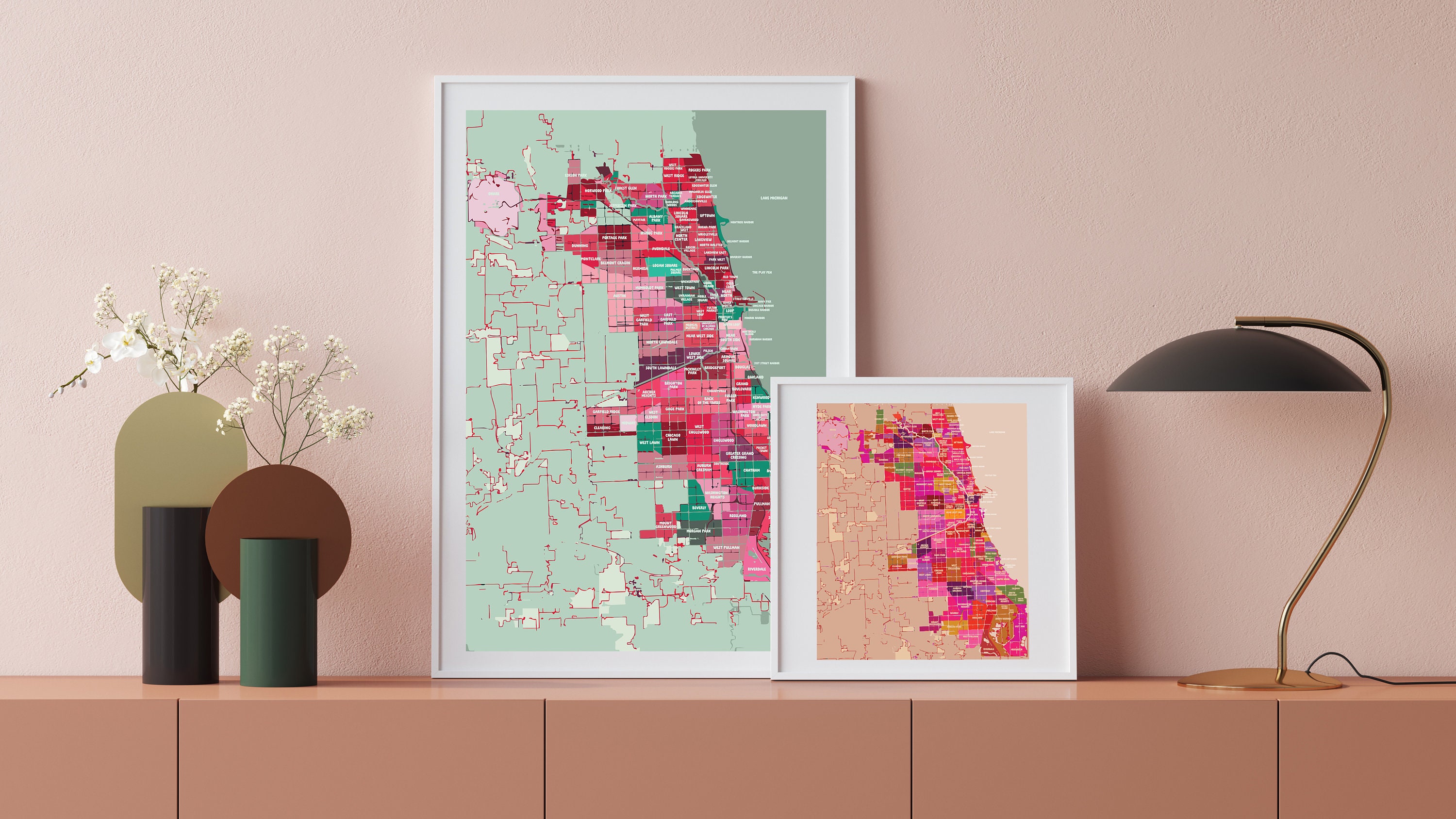 Chicago Decorations, Chicago City Map, Chicago Neighborhood Map ...