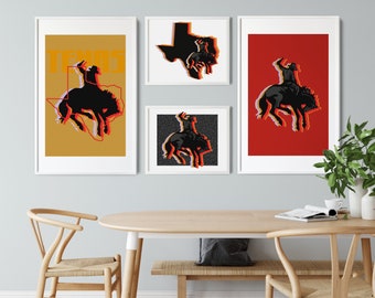 Rodeo Art, Retro Cowboy, Texas Wall Art, Texas Print, Texas Art, Texas ...