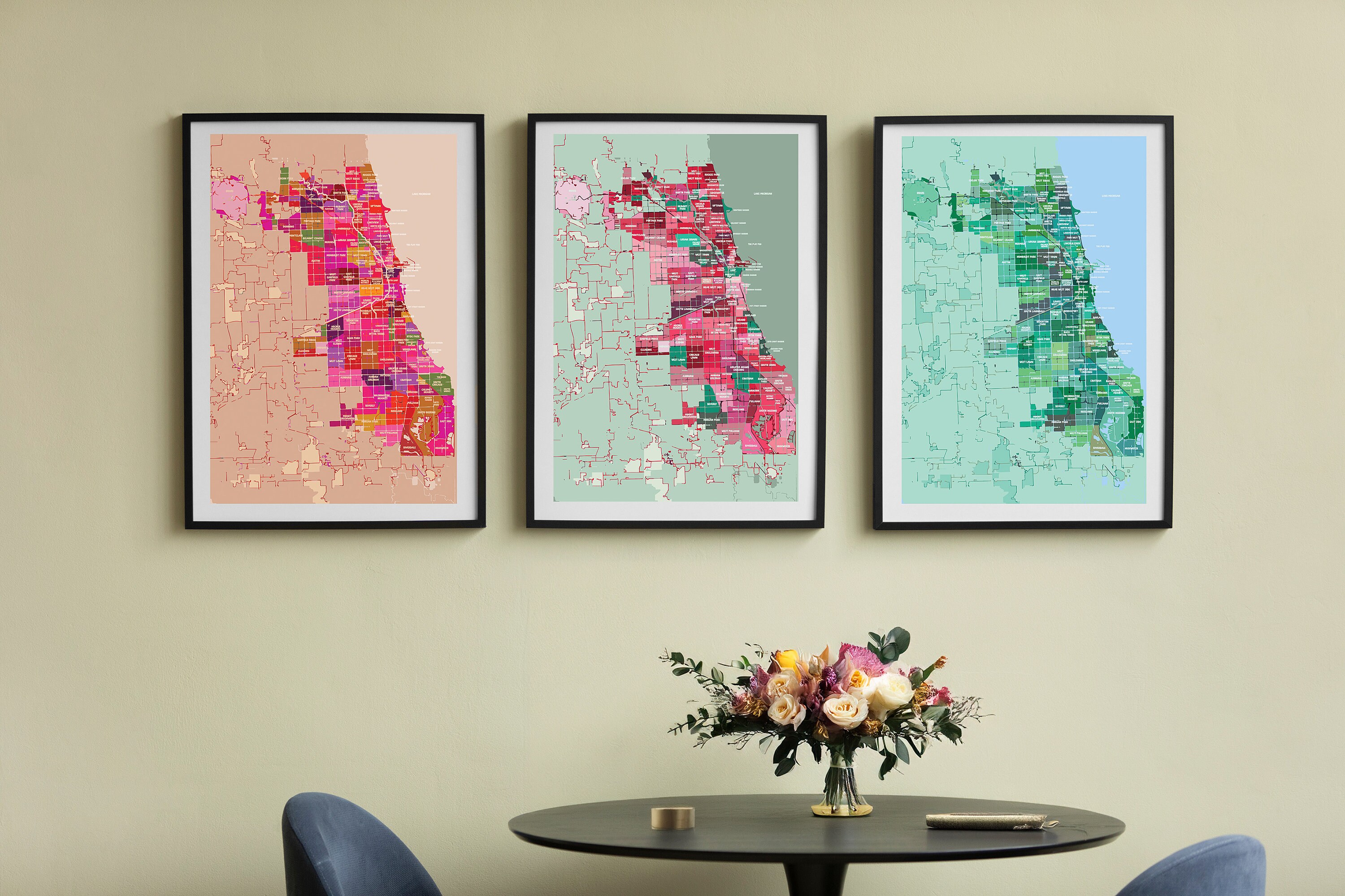 Chicago Decorations, Chicago City Map, Chicago Neighborhood Map ...