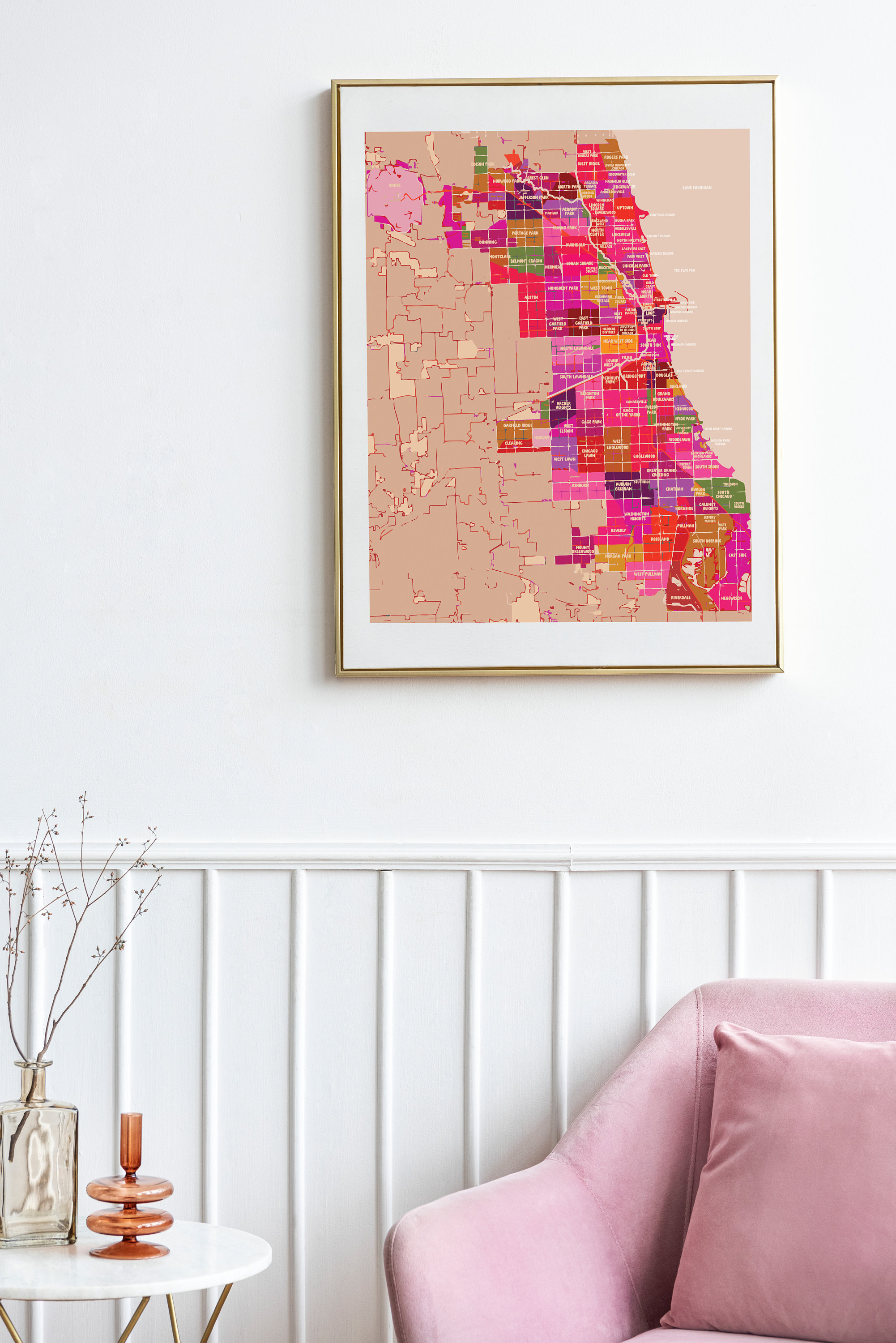 Chicago City Map, Chicago Neighborhood Map, Chicago Print, Chicago ...