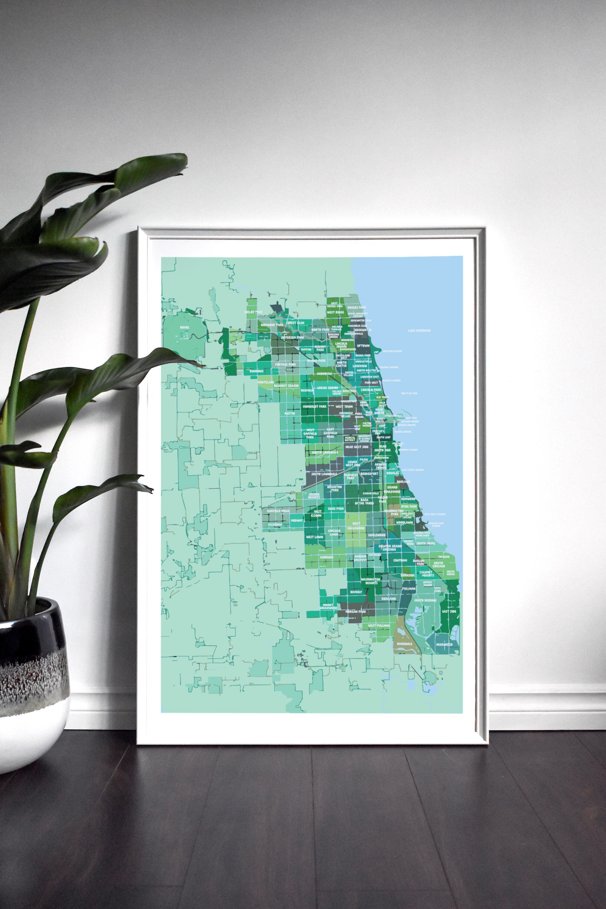 Chicago Decorations, Chicago City Map, Chicago Neighborhood Map ...