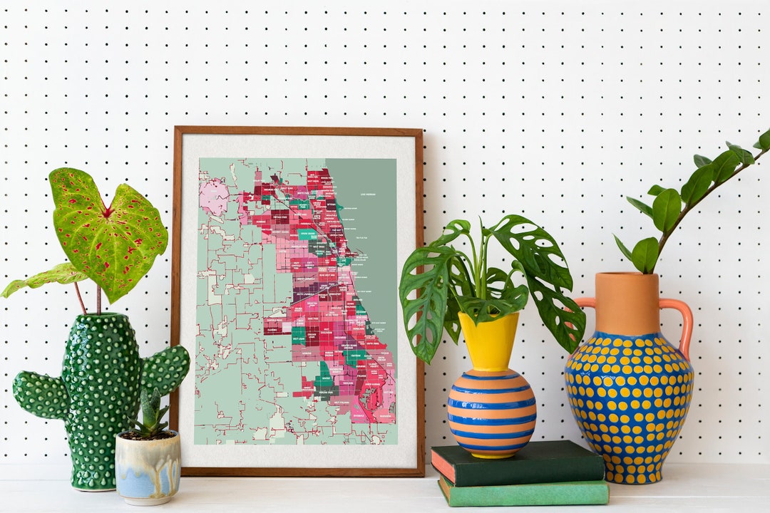 Chicago Decorations, Chicago City Map, Chicago Neighborhood Map ...