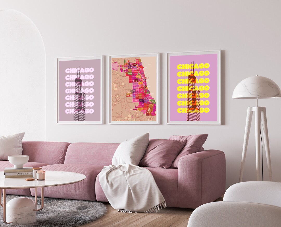 Chicago Skyline Wall Art, Chicago Print, Chicago Artist Poster, Chicago ...
