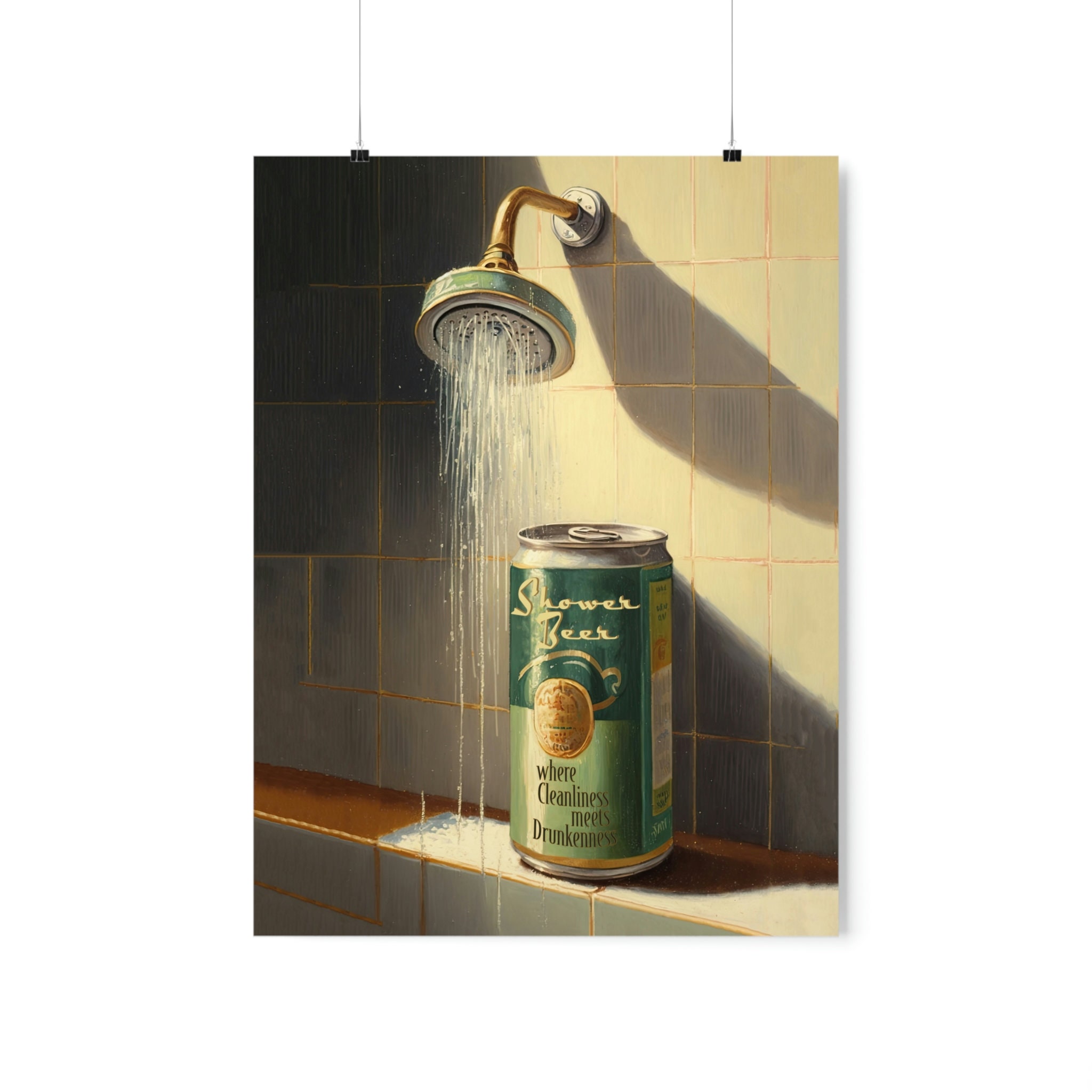 Vintage 1970s Shower Beer Art Print, First Apartment Gift, Bar Cart ...