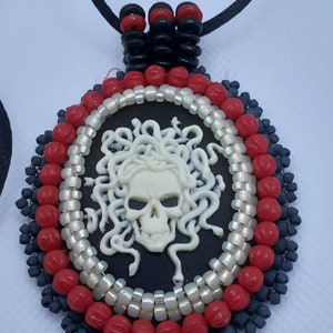 Medusa Skull Bead Embroidery Pendant OOAK Artisan Jewelry - Etsy