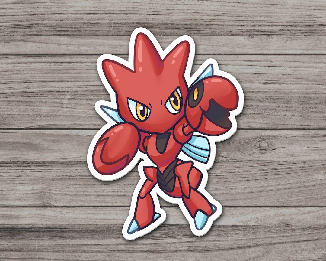 Scizor Chibi Sticker | Fan Art | Cute Foodie Sticker | Laptop Sticker ...