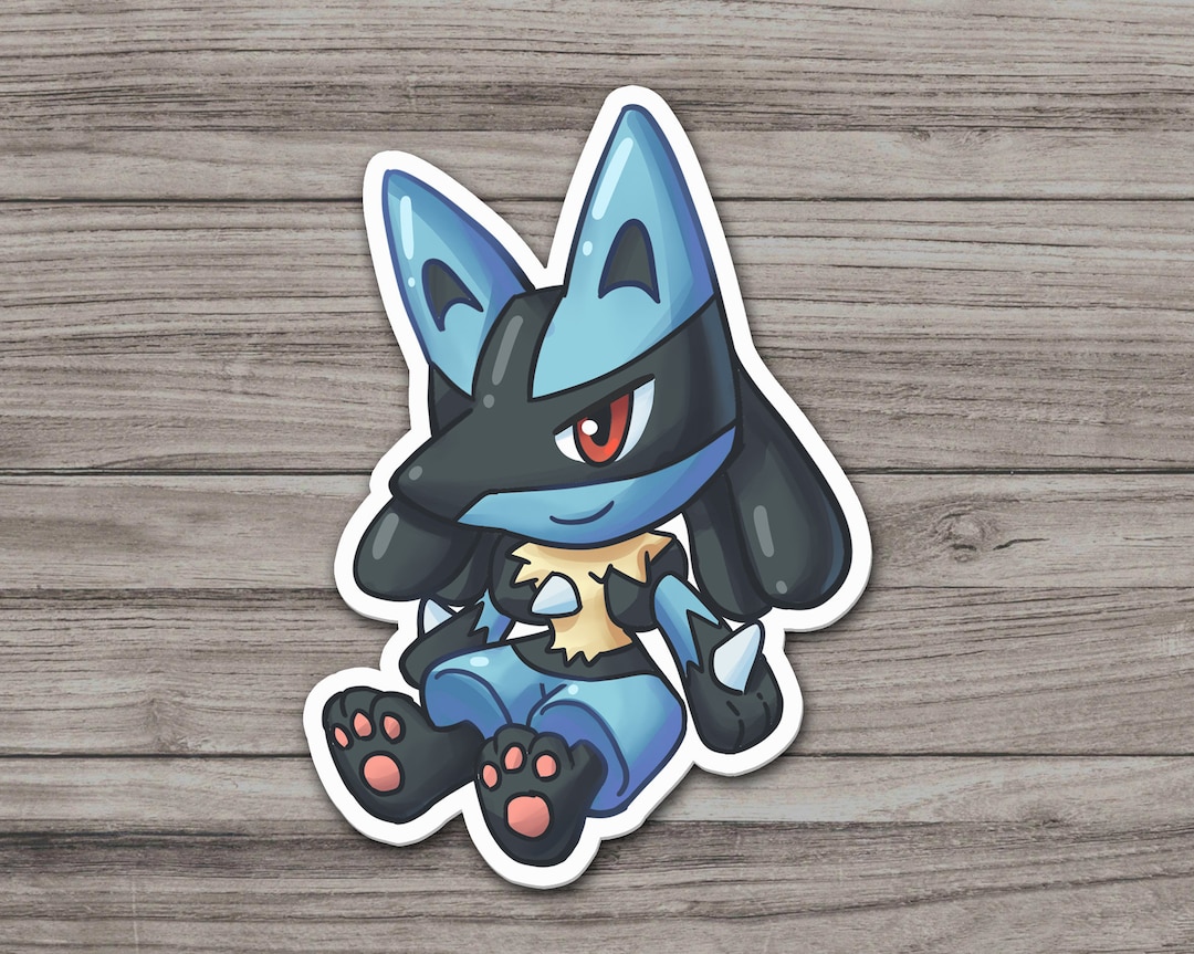 Lucario Chibi Sticker | Fan Art | Cute Foodie Sticker | Laptop Sticker ...